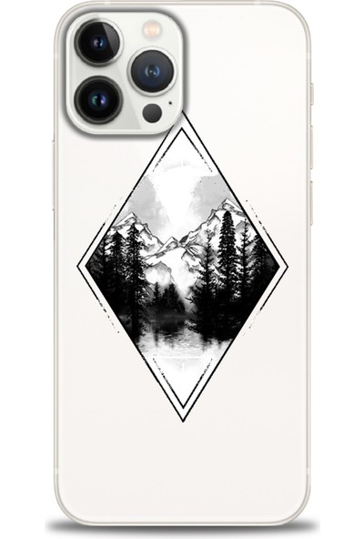 Ahk iPhone 13 Pro Max Kılıf Hd Baskılı Kılıf - Black Mountain