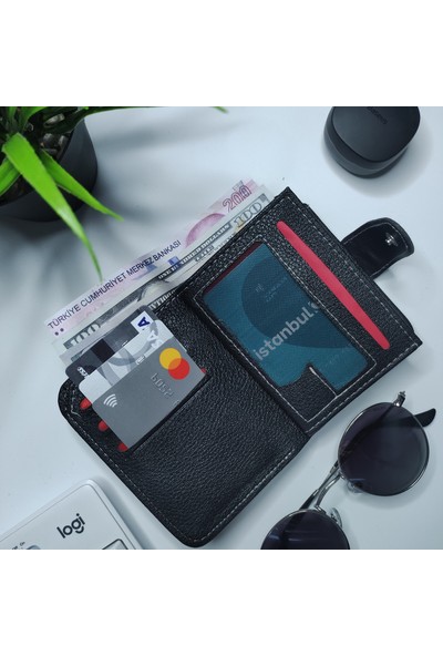 Karali Deri Erkek Deri Akordiyon Kartlık Cüzdan Yatay Siyah Karali Deri Erkek Deri Akordiyon Kartlık Cüzdan Yatay Siyah