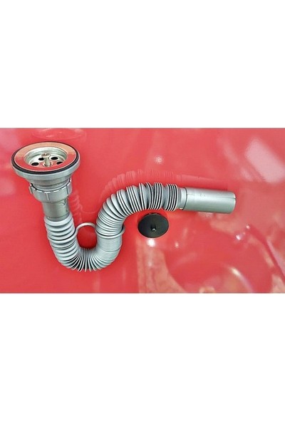 Yapıtaşı Gri Ekstra Paslanmaz Körüklü Evye Lavabo Gider Sifonu Yapıtaşı Gri Ekstra Paslanmaz Körüklü Evye Lavabo Gider Sifonu