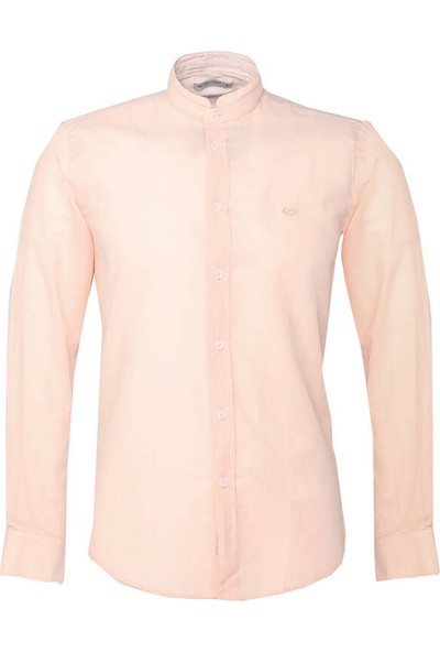 Keep Out Erkek Dik Yaka Uzun Kollu Gömlek Somon