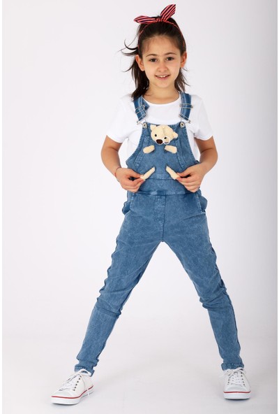 Pina Kids Ayıcıklı Askısı Ayarlı Kız Çocuk Salopet