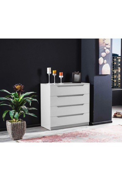 Ipek Mobilya Fulya 4 Çekmeceli Şifonyer Beyaz