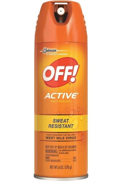 Off Active Terlemeye Dayanıklı Sivrisinek ve Böcek Kovucu Sprey I 170GR Off Active Terlemeye Dayanıklı Sivrisinek ve Böcek Kovucu Sprey I 170GR