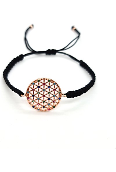 Pag Accessories Pag Accessories Makrome Örgü İp Yaşam Çiçeği Rose Renk Zirkon Taşlı Bileklik Pag Accessories Pag Accessories Makrome Örgü İp Yaşam Çiçeği Rose Renk Zirkon Taşlı Bileklik