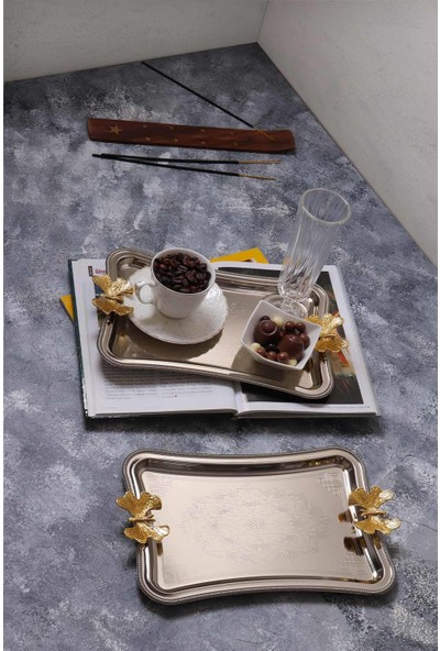 HOMENIVA Arow 6’lı Kelebekli Kahve Sunumluk Tepsi - Damat Söz Tepsisi - Kararmaz Gümüş Tepsi HOMENIVA Arow 6’lı Kelebekli Kahve Sunumluk Tepsi - Damat Söz Tepsisi - Kararmaz Gümüş Tepsi