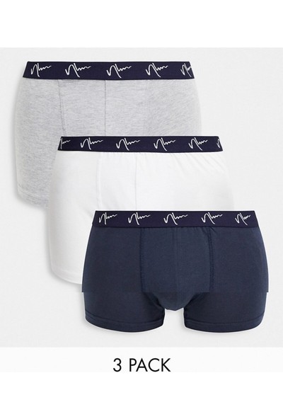 New Look 3'lü Set Pamuklu Desenli Lastik Erkek Boxer