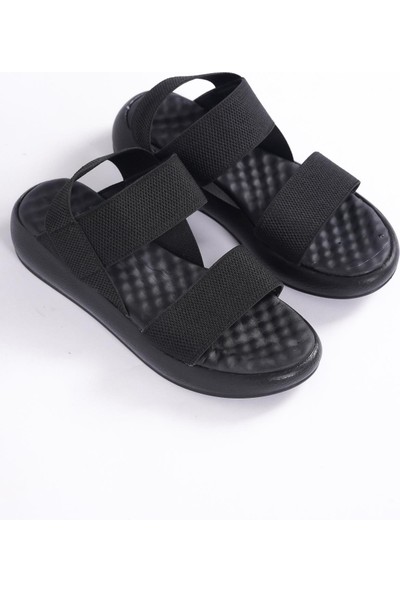 Pembe Avm Bayan Siyah Lastik Detaylı Sandalet Pembe Avm Bayan Siyah Lastik Detaylı Sandalet