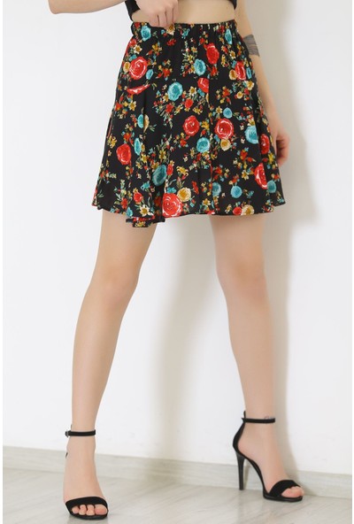 Rouva Şort Etek Çiçeklisiyah - 9340.1247.