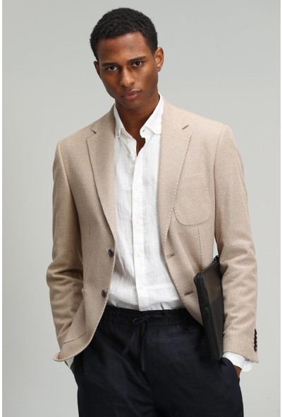 Lufian Martın Spor Erkek Blazer Ceket Slim Fit Bej