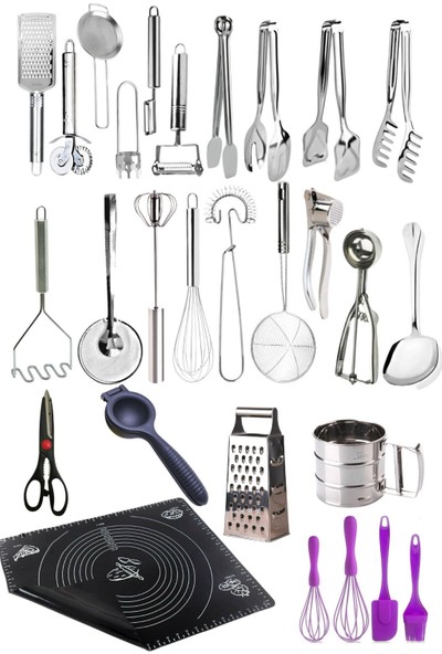 34 Adet Pratik Mutfak Gereçleri, Servis Maşa Çeyiz Mutfak Setleri 34 Adet Pratik Mutfak Gereçleri, Servis Maşa Çeyiz Mutfak Setleri