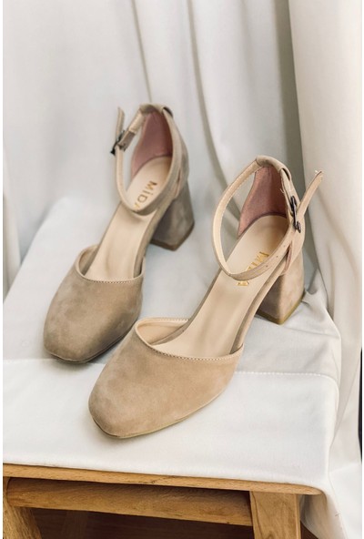 Mida Shoes Ten Süet Yuvarlak Burun Topuklu Ayakkabı Mida Shoes Ten Süet Yuvarlak Burun Topuklu Ayakkabı
