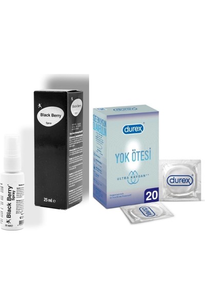 Durex Yok Ötesi Ultra Kaygan 20'li Prezervatif Black Berry Bitkisel Sprey Durex Yok Ötesi Ultra Kaygan 20'li Prezervatif Black Berry Bitkisel Sprey