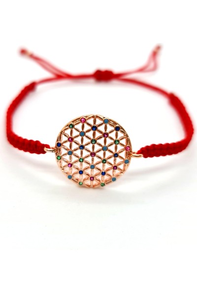 Pag Accessories Pag Accessories Makrome Örgü İp Yaşam Çiçeği Rose Renk Zirkon Taşlı Bileklik Pag Accessories Pag Accessories Makrome Örgü İp Yaşam Çiçeği Rose Renk Zirkon Taşlı Bileklik