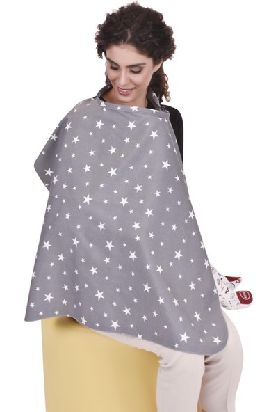 Sevi Bebe Tokalı Emzirme Örtüsü ART-6372 Gri Yıldız Sevi Bebe Tokalı Emzirme Örtüsü ART-6372 Gri Yıldız