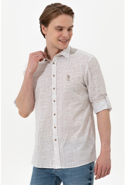 U.S. Polo Assn. Erkek Haki Gömlek Uzunkol 50246334-VR027