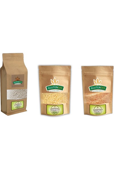 Gluteneks Glutensiz Çiğ Karabuğday Unu + Glutensiz Cincik Makarnası + Glutensiz Tarhana Çorbası Gluteneks Glutensiz Çiğ Karabuğday Unu + Glutensiz Cincik Makarnası + Glutensiz Tarhana Çorbası