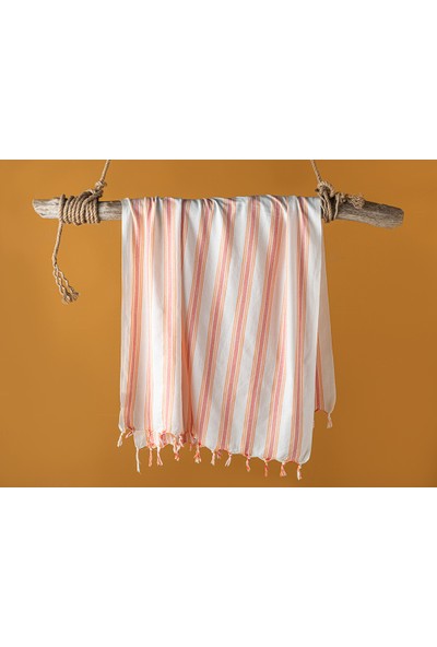 English Home Nina Pamuklu Çizgili Peştamal 90 x 160 cm Turuncu - Sarı