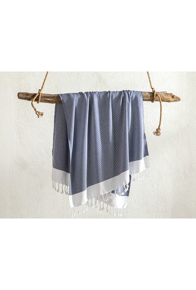 English Home Diagonal Pamuklu Peştamal 90 x 150 cm Lacivert