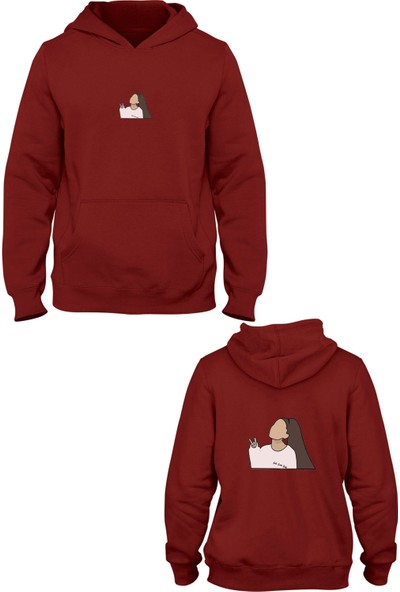 Rowalsi Ariana Grande Ön Arka Baskılı Kapşonlu Sweatshirt BLL3259