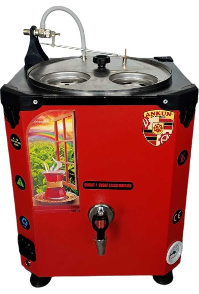 2 Demlikli Elektrikli Çay Kazanı 25LT Şamandıralı Isı Yalıtımlı