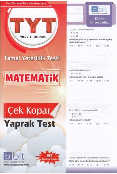 Tyt Matematik Yaprak Test Tyt Matematik Yaprak Test