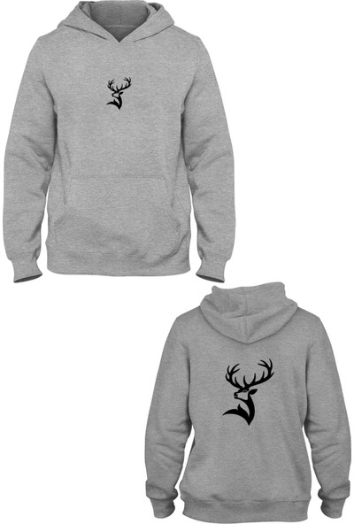 Rowalsi Geyik Ön Arka Baskılı Kapşonlu Sweatshirt BLL2675