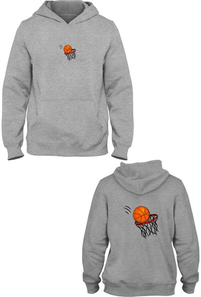 Rowalsi Basket Potası Ön Arka Baskılı Kapşonlu Sweatshirt BLL2700