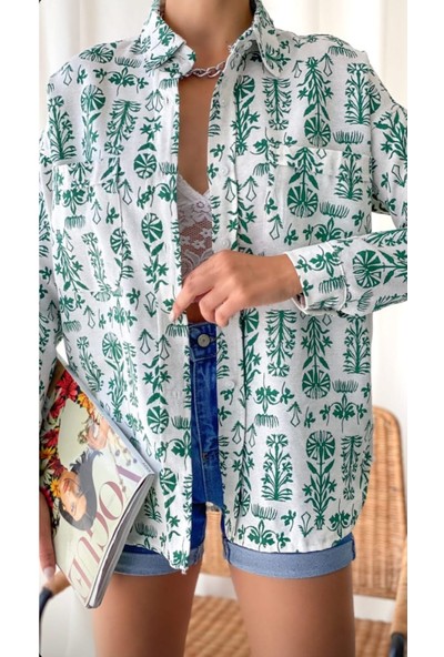 Noa&Noa Çift Cepli Yaprak Desenli Gömlek Noa&Noa Çift Cepli Yaprak Desenli Gömlek