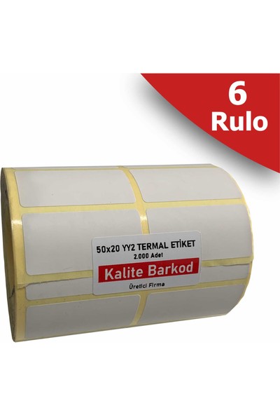 Kalite Barkod 50X20 Yanyana 2'li Termal Etiket | 6 Rulo Barkod Etiketi Kalite Barkod 50X20 Yanyana 2'li Termal Etiket | 6 Rulo Barkod Etiketi