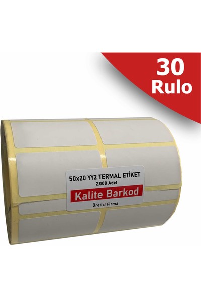 Kalite Barkod 50X20 Termal Etiket Yanyana 2'li | 30 Rulo Barkod Etiketi Kalite Barkod 50X20 Termal Etiket Yanyana 2'li | 30 Rulo Barkod Etiketi