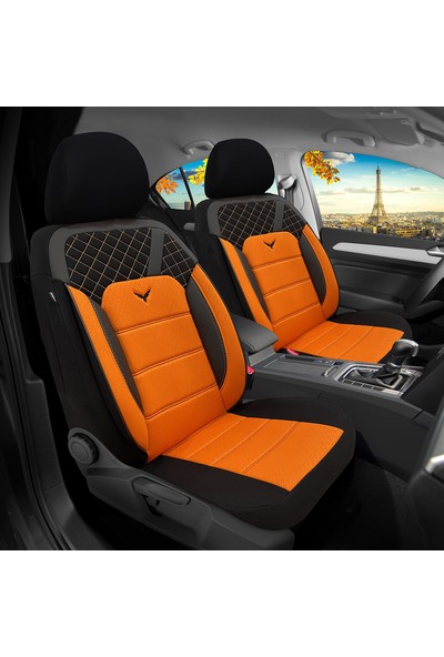 Oto Pandami Fiat Doblo Panaroma 2012+ Uyumlu 1+1 Turuncu Koltuk Kılıfı Oto Pandami Fiat Doblo Panaroma 2012+ Uyumlu 1+1 Turuncu Koltuk Kılıfı