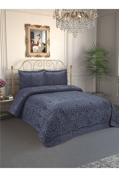 Anna Karina 3 Parça Çift Kişilik Yatak Örtüsü Royal Indigo