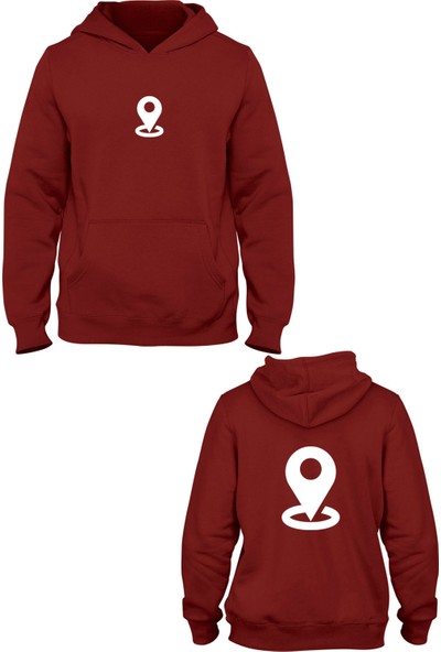 Konum Ön Arka Baskılı Kapşonlu Sweatshirt BLL2880