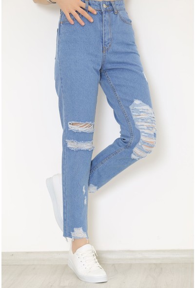 Yırtıklı Kot Pantolon Mavi