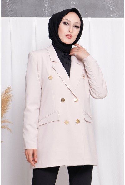 İmaj Butik Kruvaze Yaka Düğme Detaylı Tesettür Ceket/kemik İmaj Butik Kruvaze Yaka Düğme Detaylı Tesettür Ceket/kemik