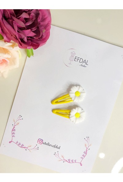 Atelier Efdal Papatya Fügürlü Ikili Çift Çocukçıtçıt Toka