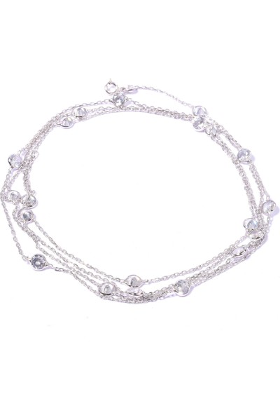 Som Gümüş & Tesbih 925 Ayar Gümüş Taşlı Zincir Kolye