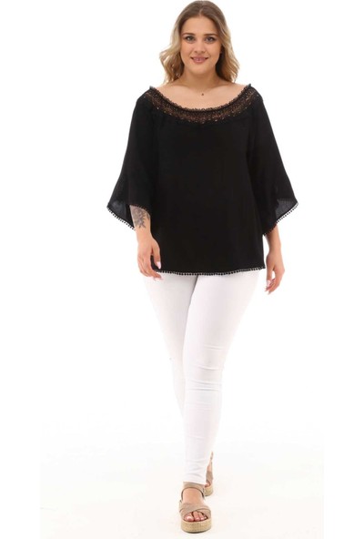 Zer Otantik Zerotantik Dantel Yakalı Büyük Beden Bluz Siyah Zer Otantik Zerotantik Dantel Yakalı Büyük Beden Bluz Siyah
