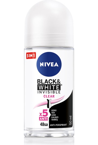 Trusshop Nıvea Roll-On Kadın Invisible Black&white Clear 50ML x 6 Adet Trusshop Nıvea Roll-On Kadın Invisible Black&white Clear 50ML x 6 Adet