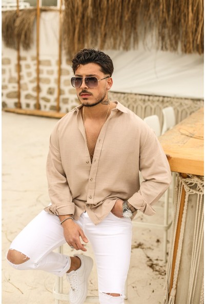 Outfit-Man Örgülü Pamuk Oversize Gömlek