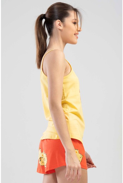 TopTrend Kadın P.suprem Ip Askılı Normal Beden Sarı Şort