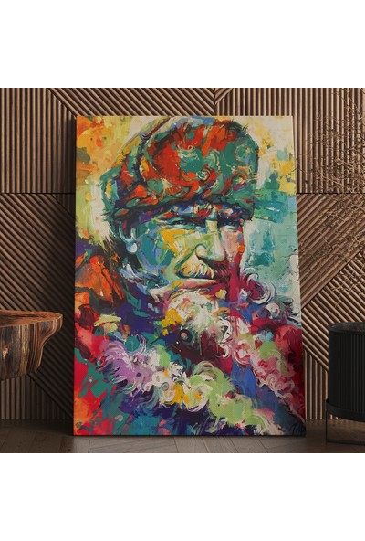Baskı Kenti Renkli Atatürk Baskılı Deri Kanvas Tablo Baskı Kenti Renkli Atatürk Baskılı Deri Kanvas Tablo