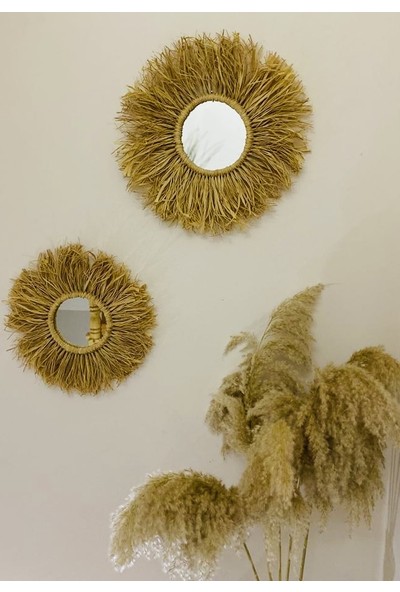 Kattuna Rafya Ayna 2li Dekorasyon Ürünü