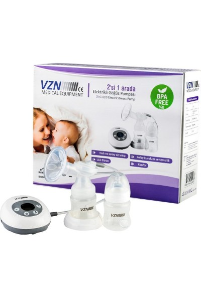 Vzn Elektrikli Göğüs Pompası 2'si 1 Arada LCD