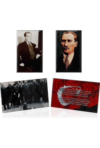 Zek Upp Atatürk Portresi Masaüstü 4 Lü Set Model F - 8X13 cm