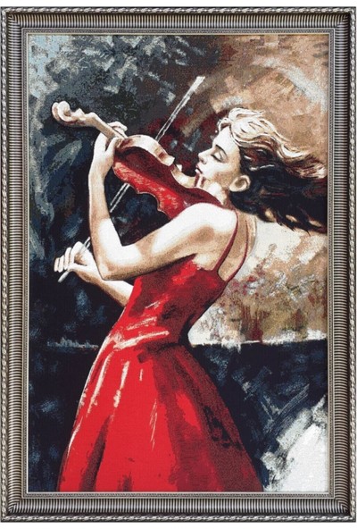 Tayf Goblen Dokuma Kırmızı Keman Çalan Tayf Goblen Dokuma Kırmızı Keman Çalan