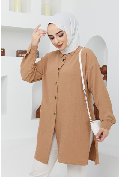 İmaj Butik Yan Yırtmaç Detaylı Ayrobin Tesettür Tunik/camel İmaj Butik Yan Yırtmaç Detaylı Ayrobin Tesettür Tunik/camel