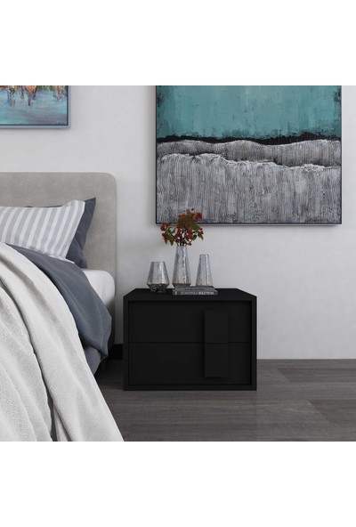 Hs Concept Gold Series Siyah Çift Çekmeceli Komodin Hs Concept Gold Series Siyah Çift Çekmeceli Komodin