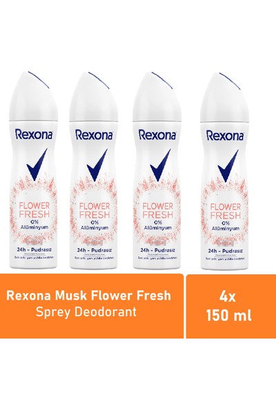 Rexona Kadın Deodorant Musk Flower Fresh 150 ml x 4 Adet Rexona Kadın Deodorant Musk Flower Fresh 150 ml x 4 Adet