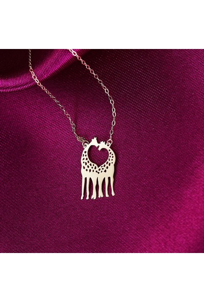 Dialook 14 Ayar Altın Zürafa Sevgililer Kolye